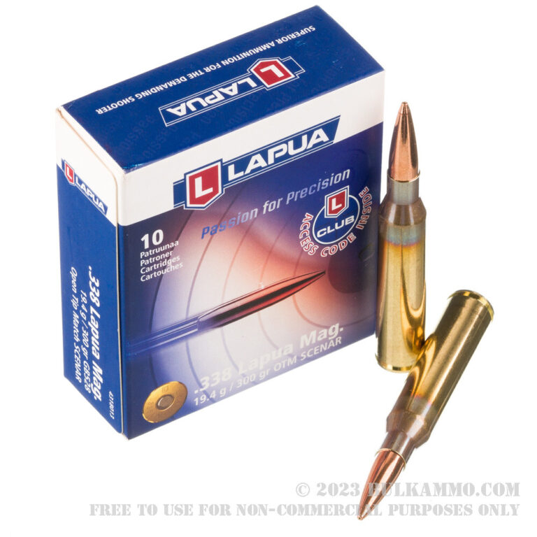 10 Rounds of .338 Lapua Magnum Ammo by Lapua - 300 gr OTM - Multi Gun Shop