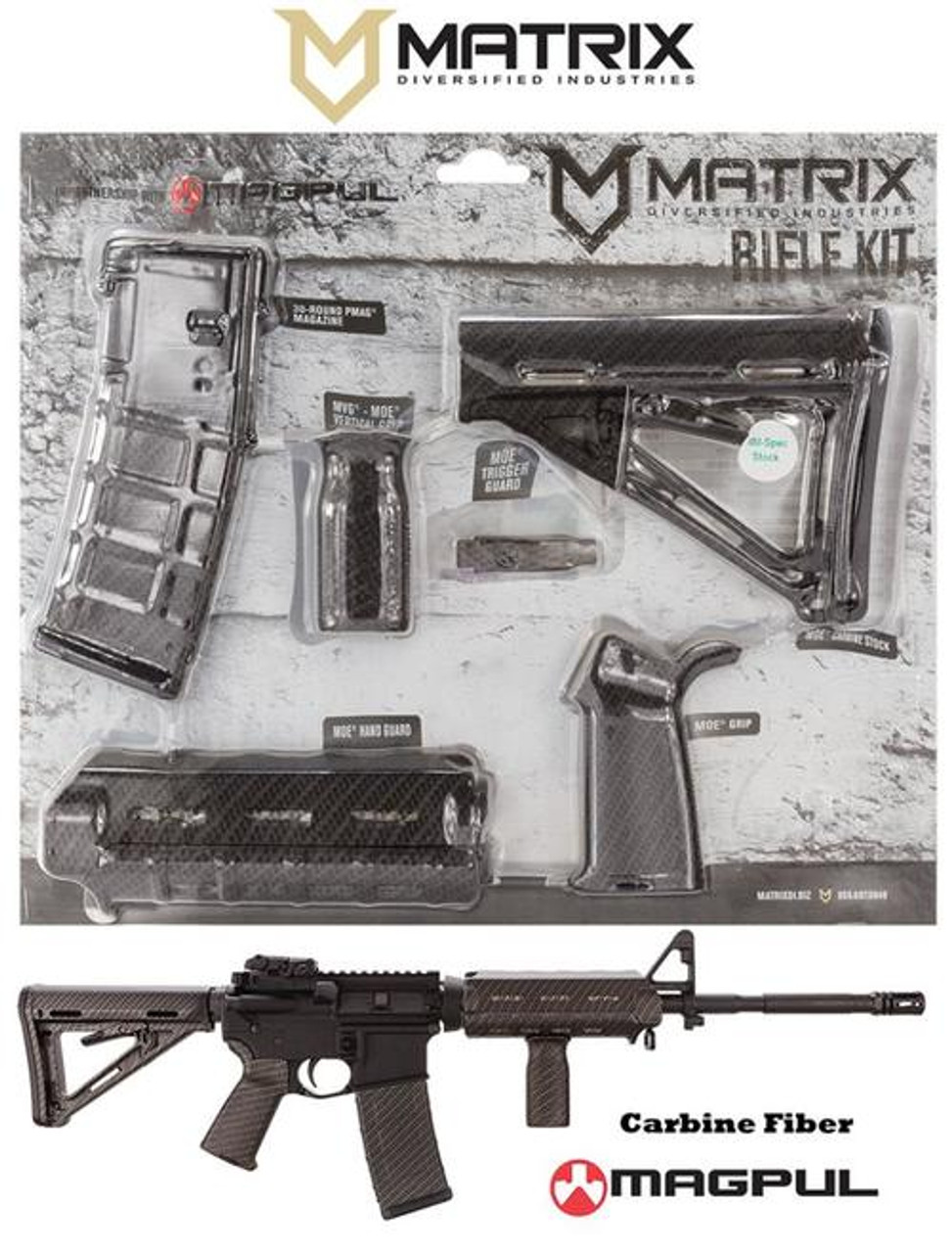 Matrix Diversified Carbon Fiber Magpul MOE Kit, Poly, AR-15 - Multi Gun ...