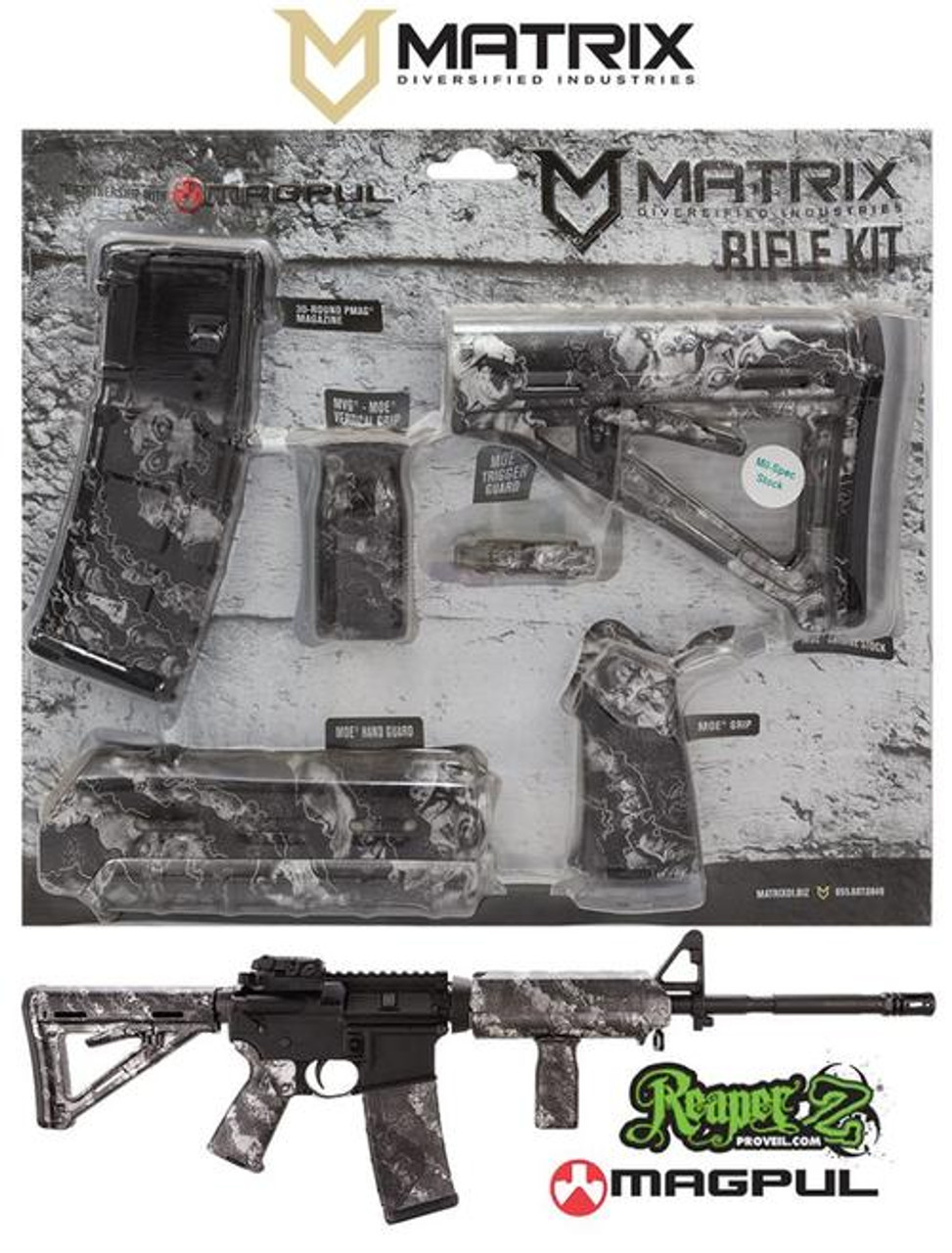 Matrix Diversified Reaper Z Silver Magpul MOE Kit, Poly, AR-15 - Multi ...