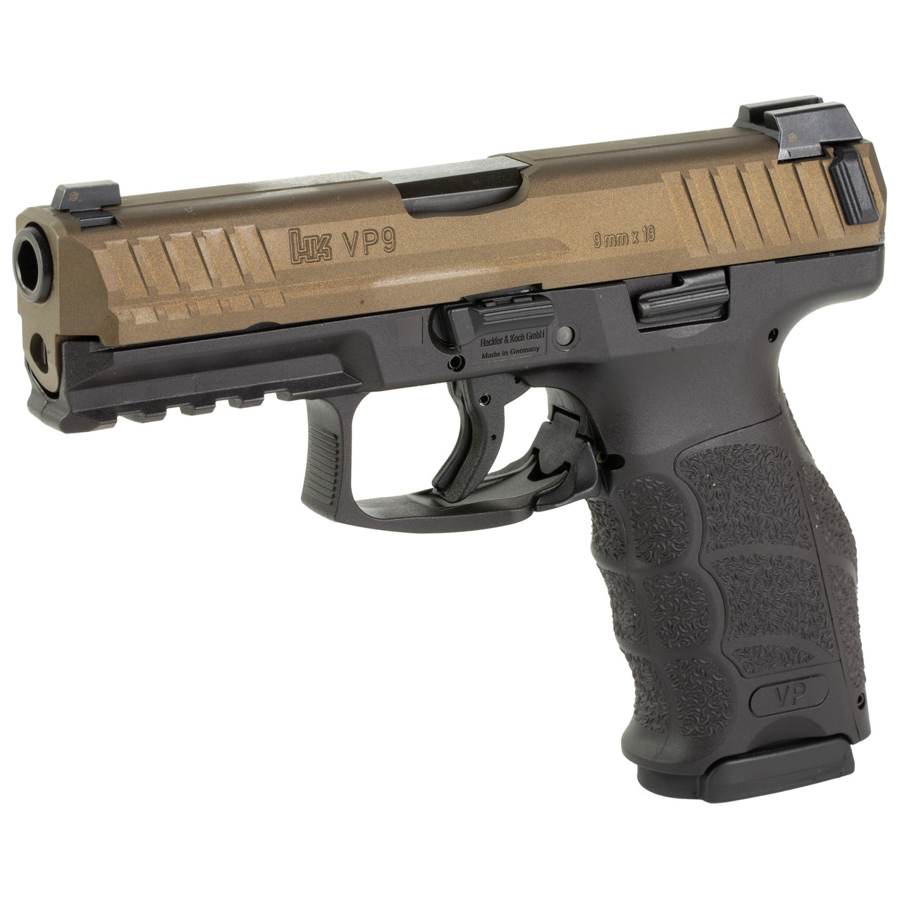 HK VP9 9mm, 4.09" Barrel, Polymer Frame, Midnight Bronze, Night Sights ...